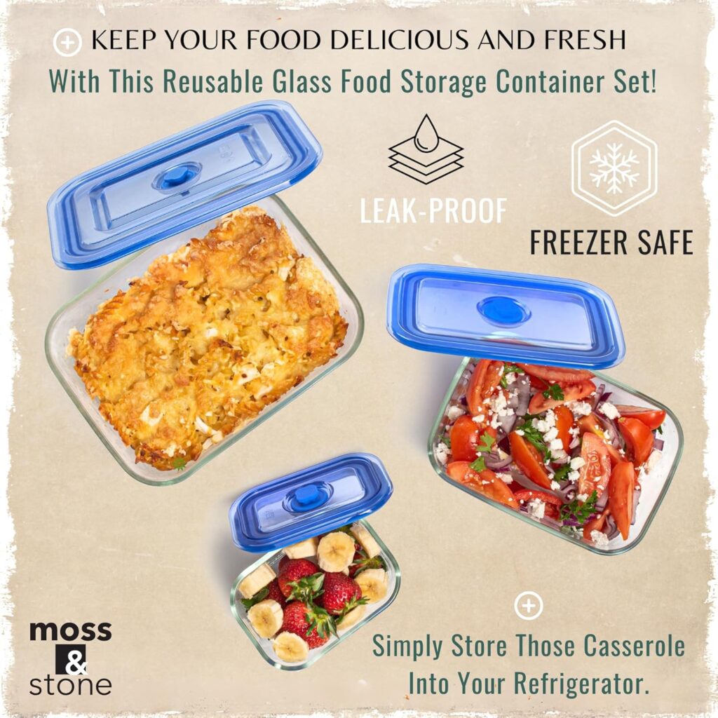 Extra Large Glass Storage Containers With Lids Set of 3, 101 Oz/ 54 Oz ...