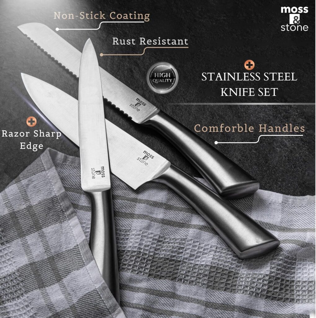 Professional Kitchen Knife Chef Set, 6 Pcs Small Knife Set With Block ...