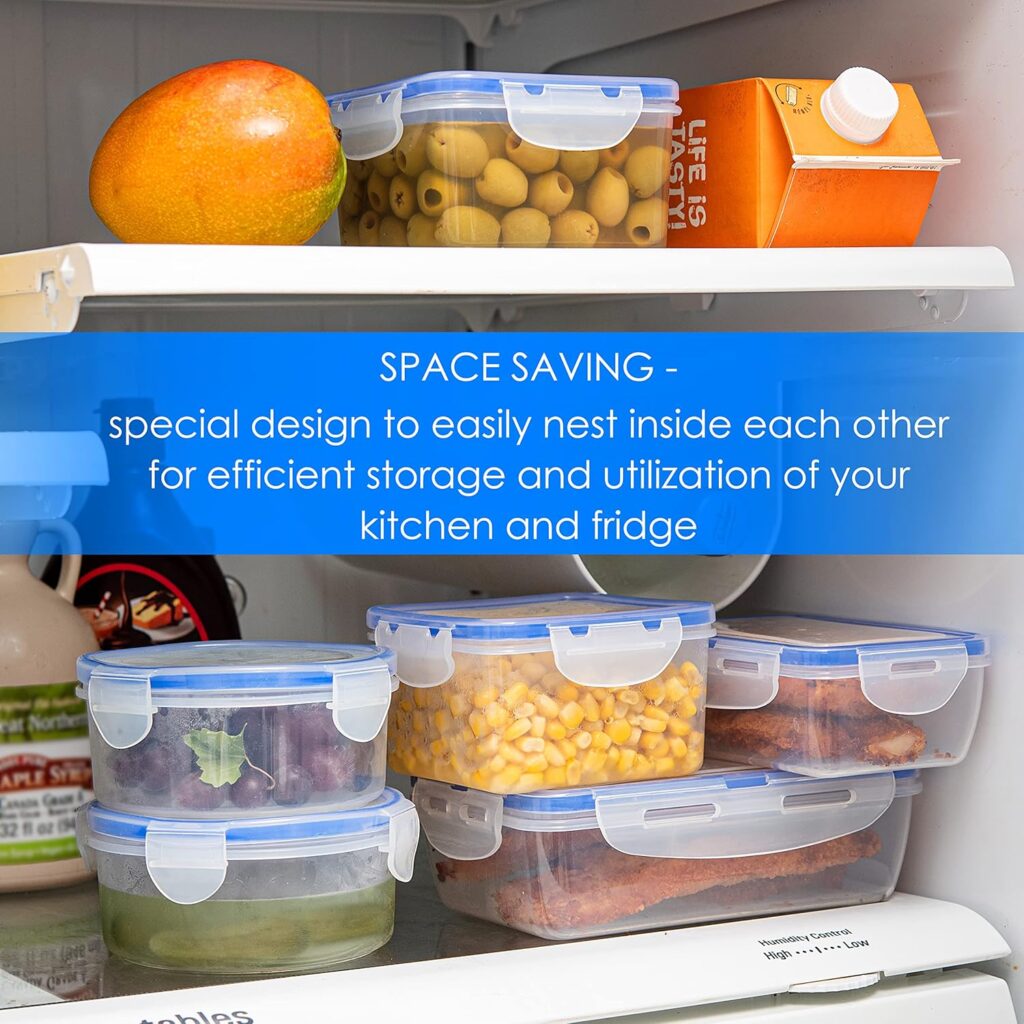 Air Tight 16 Piece Plastic Food Storage Containers with Lids, Safe ...