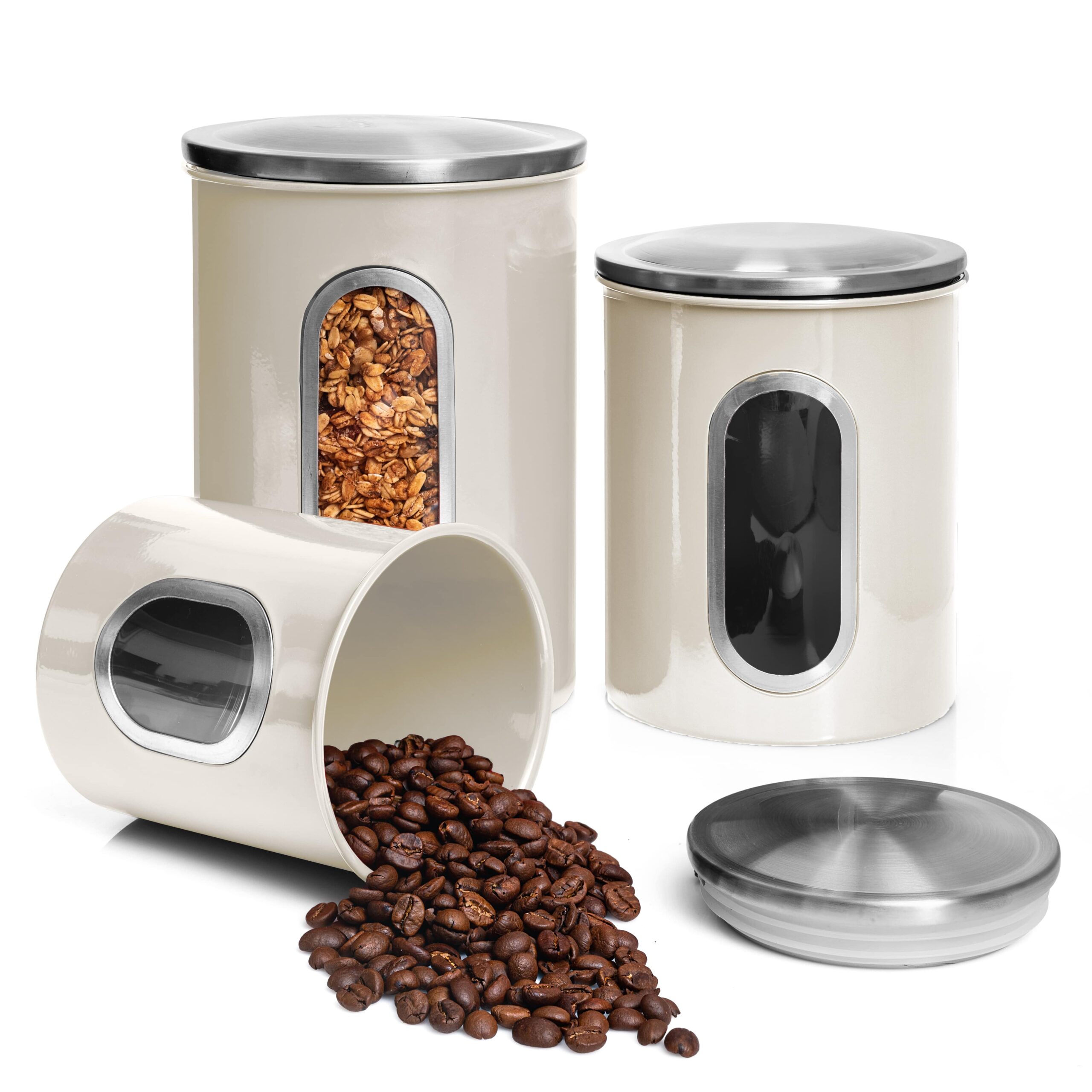 Moss & Stone 3 Piece Black Canisters Sets For The Kitchen, Kitchen Jars ...