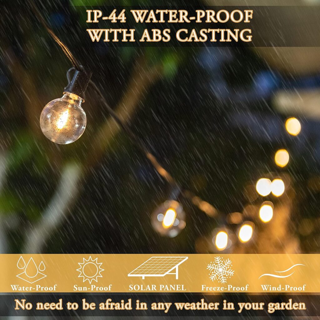 Solar Outdoor String Lights 25 Ft with 15 Edison Bulbs, Outdoor Lights ...